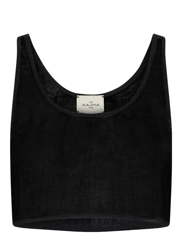 Le Kasha Cropped Linen Top - No