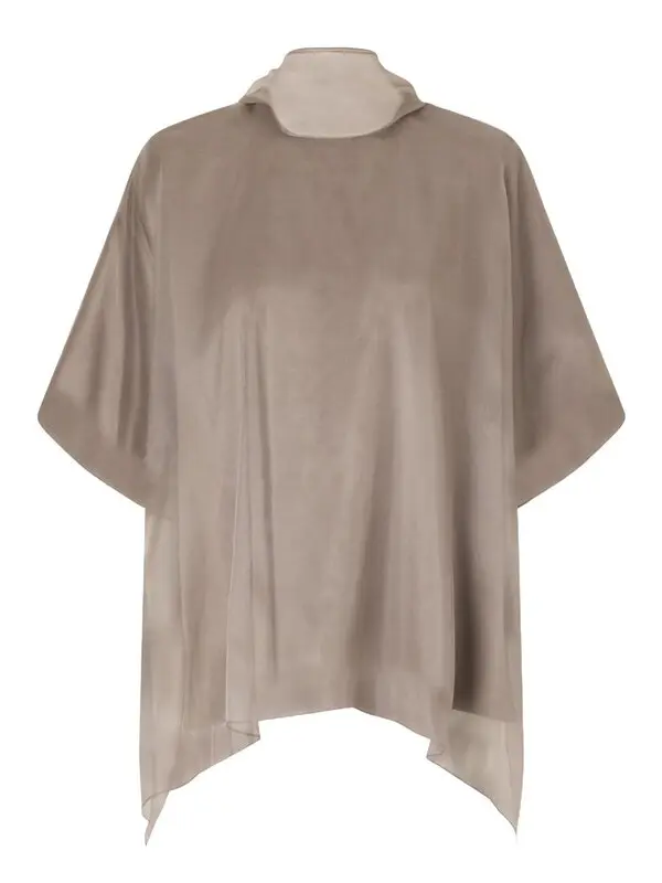 Brandon Maxwell Sheer Draped Mockneck Top - No