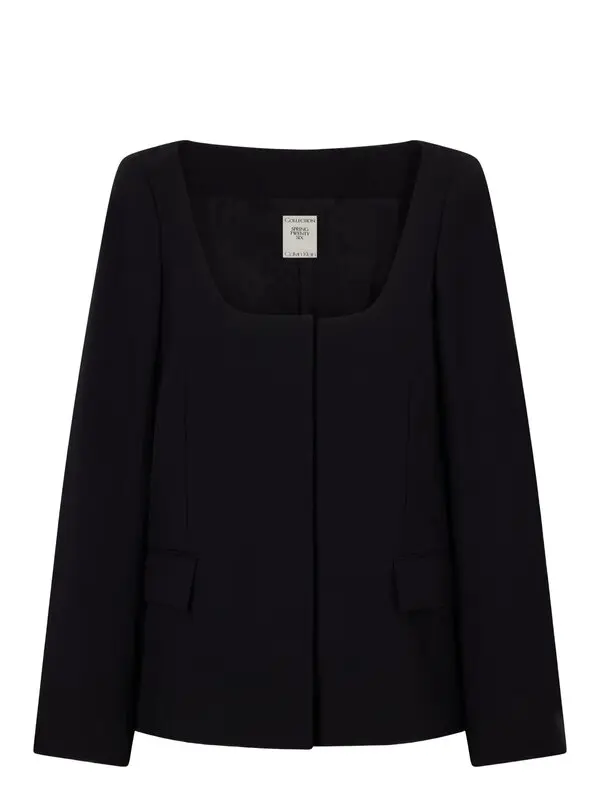 Calvin Klein Squareneck Cropped Blazer - Black