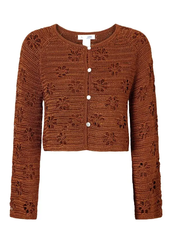 Calle Del Mar Cropped Crocheted Cardigan - Brown