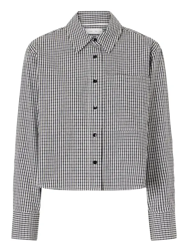Proenza Schouler Cropped Checked Cotton And Linen-blend Poplin Shirt - Not Specified