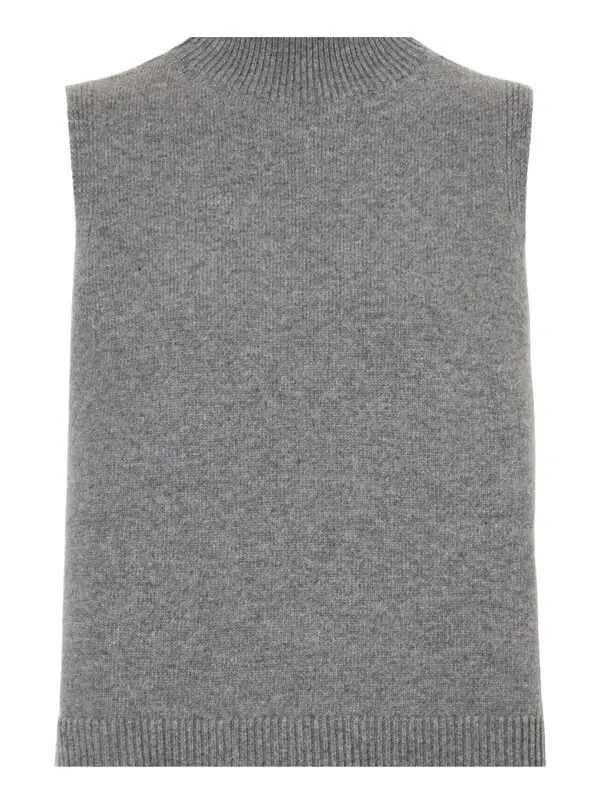 Brandon Maxwell Turtleneck Knit Vest - Gray