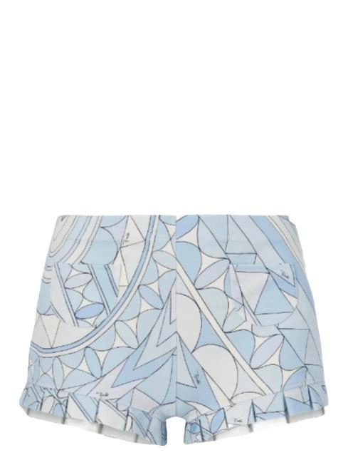 Emilio Pucci Pleated Printed Cotton-jersey Shorts - Blue