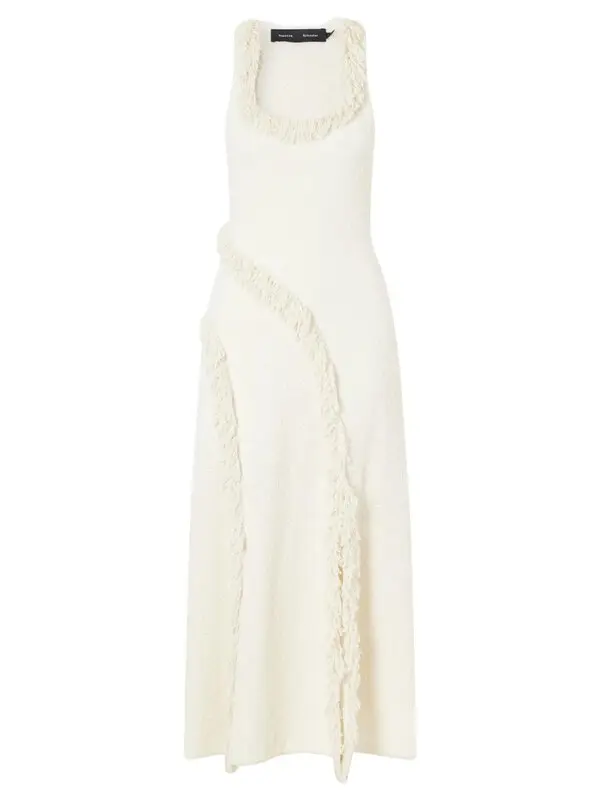 Proenza Schouler Fringed Jacquard Midi Dress - White