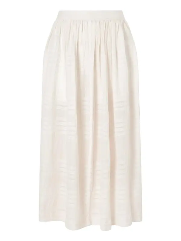 LEMLEM Freye Striped Cotton Midi Skirt - Beige