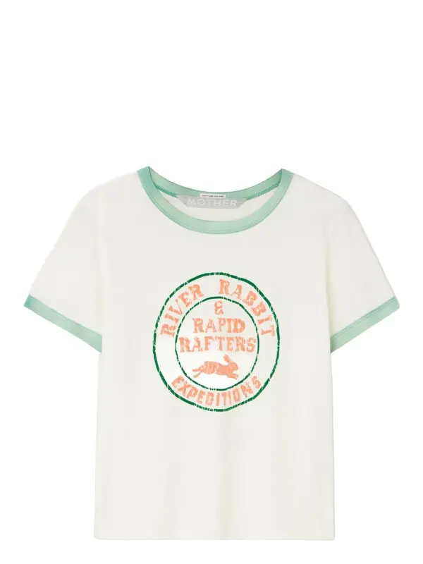 MOTHER Cropped Flocked Cotton-jersey T-shirt - No