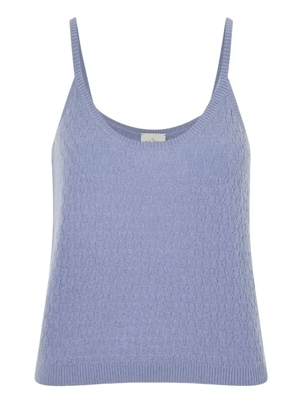 Le Kasha Fregene Pointelle Organic Cashmere Knit Tank - Blue