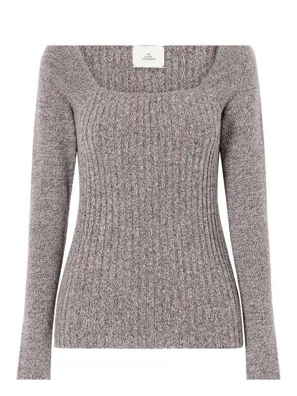 THE ELDER STATESMAN Marl Knitted Cashmere T-shirt - Brown