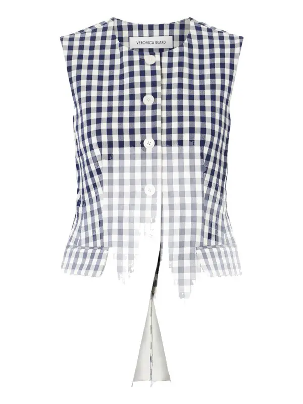Veronica Beard Lois Gingham-check Sleeveless Blouse - No