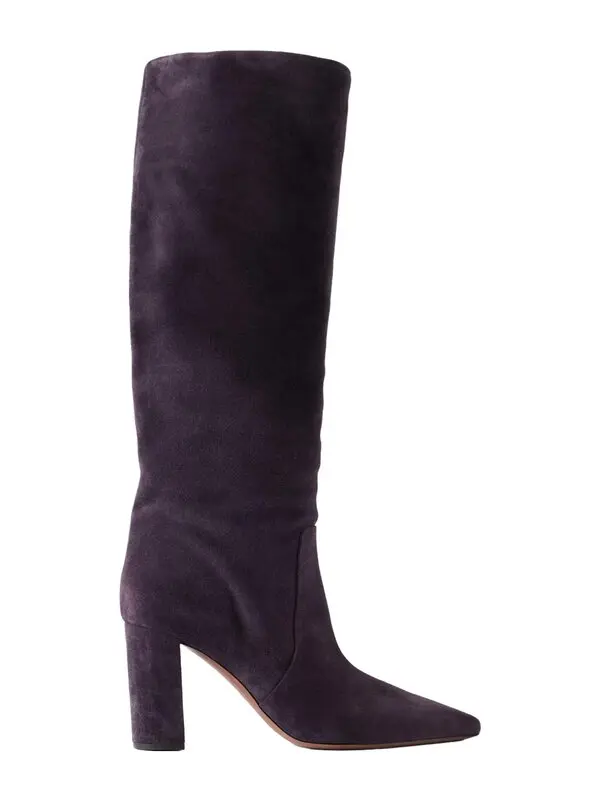 Paris Texas Suede Knee High Boots - Black