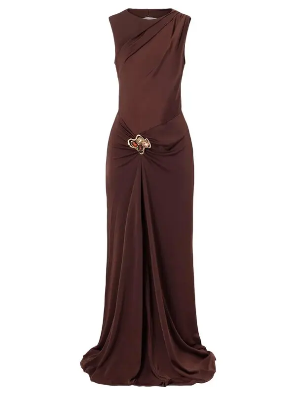 Rebecca Vallance Embellished Jersey Gown - Red