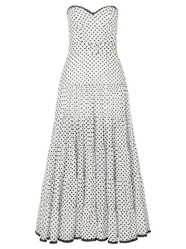 Charo Ruiz Ibiza Belted Tiered Polka-dot Cotton-blend Voile Maxi Dress - No