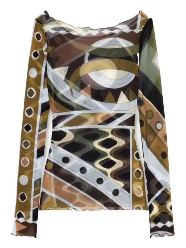 Emilio Pucci Dreamy Printed Mesh Top - Green