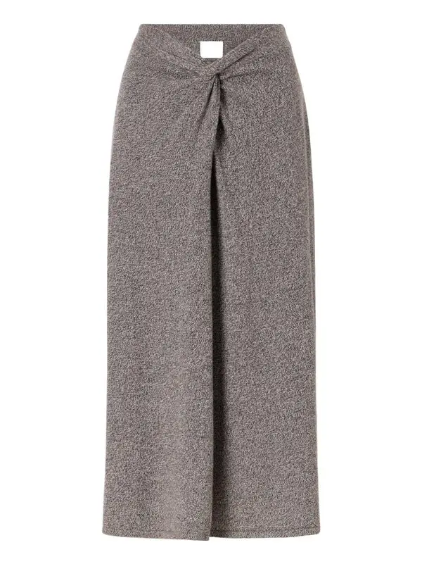 THE ELDER STATESMAN Knotted Marl Knitted Cashmere Midi Skirt - Brown