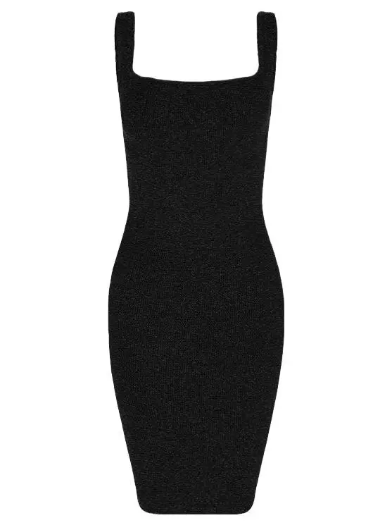 Hunza G Square-neck Midi Dress - Black