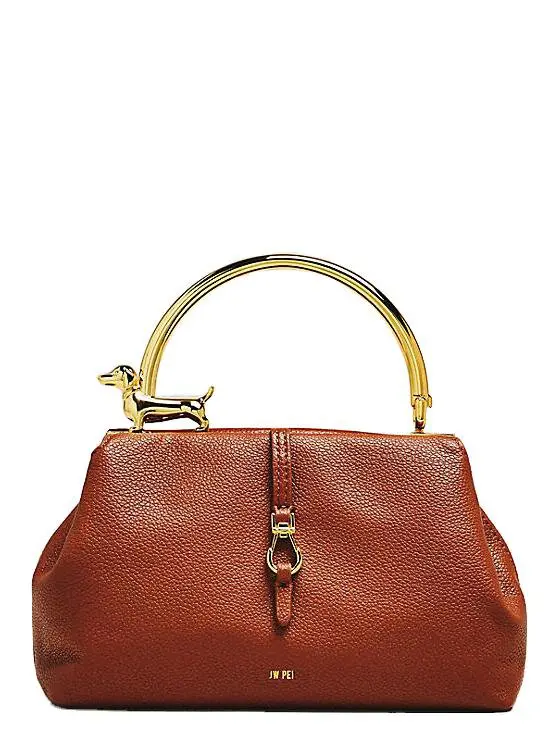 Jw Pei Bruna Dachshund Metal Top Handle Satchel - Tan