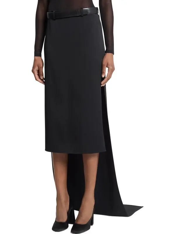 Michael Kors Satin Skirt With Train - Black
