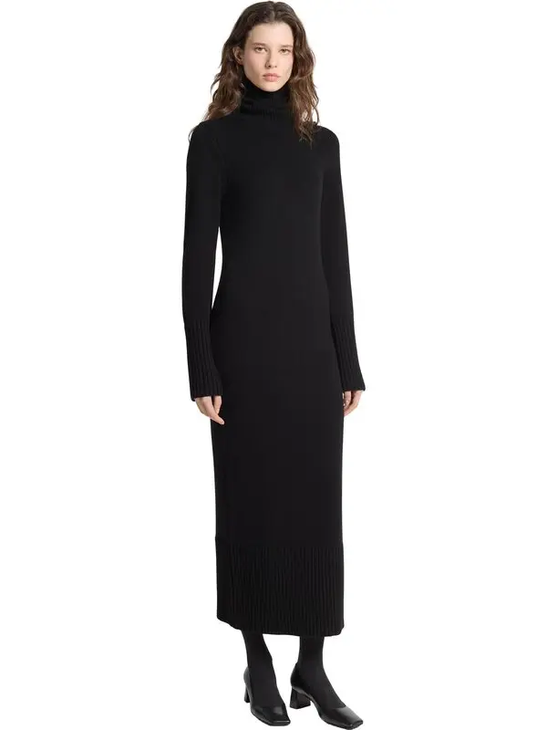 Michael Kors Wool Turtleneck Dress - Black
