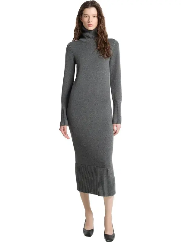Michael Kors Wool Turtleneck Dress - Grey