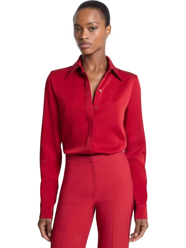 Michael Kors Hansen Satin Charmeuse Blouse - Red