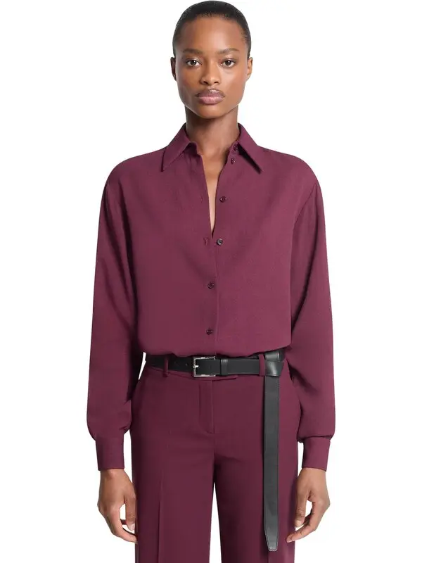 Michael Kors Katia Viscose Georgette Button Down Shirt - Red