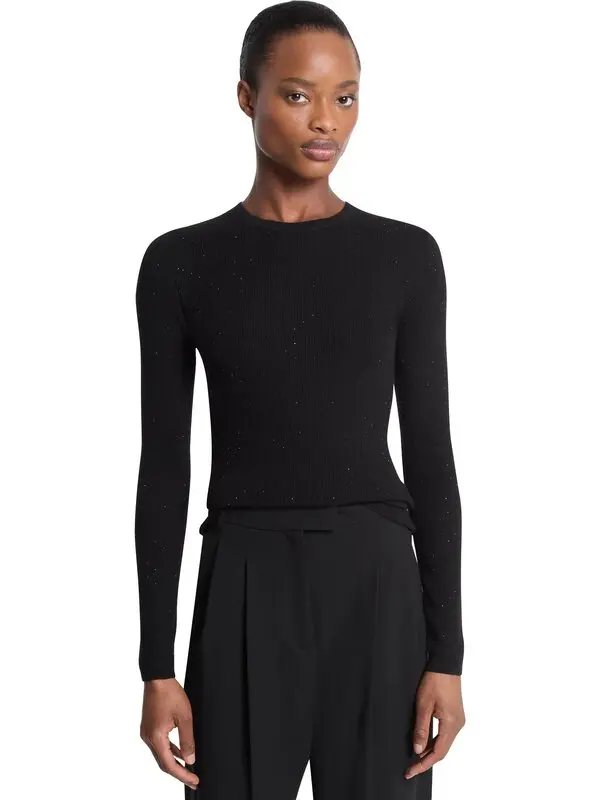 Michael Kors Embellished Tissue Cashmere Sweater In Size By - Black