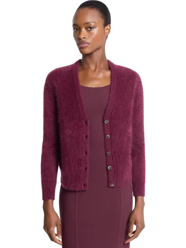 Michael Kors Brushed Cashmere Cardigan - Red
