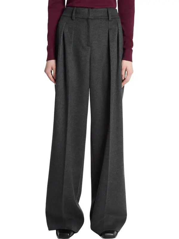 Michael Kors Cashmere Pleated Slouch Trousers - Grey