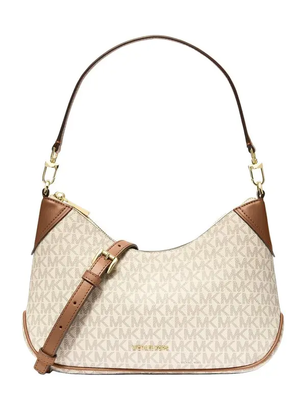 Michael Kors Jet Set Medium Signature Logo Convertible Crossbody Bag - Natural
