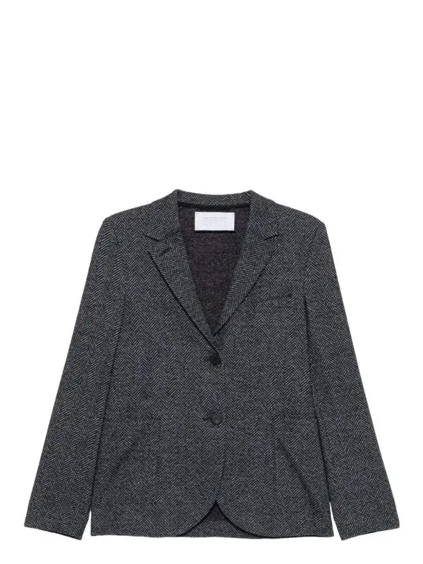 Harris Wharf London Single-breasted Herringbone Knit Blazer - Black