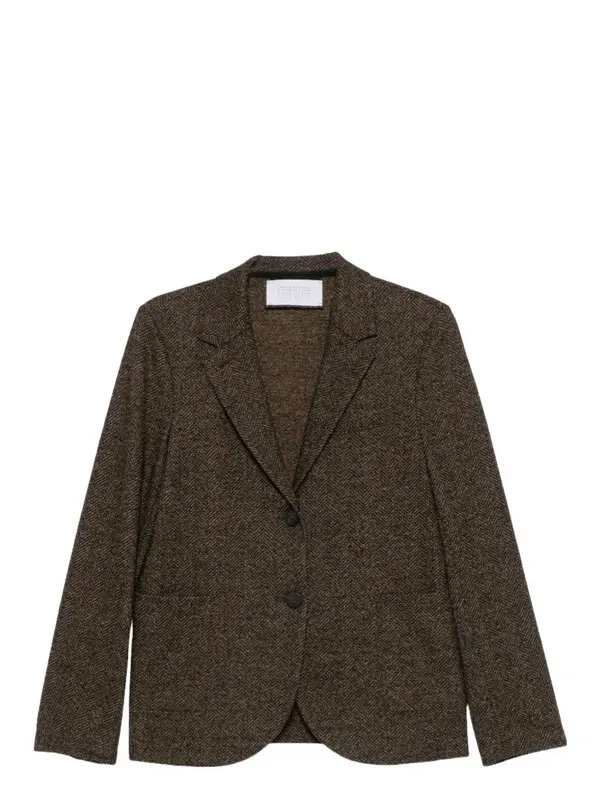 Harris Wharf London Single-breasted Herringbone Knit Blazer - Brown
