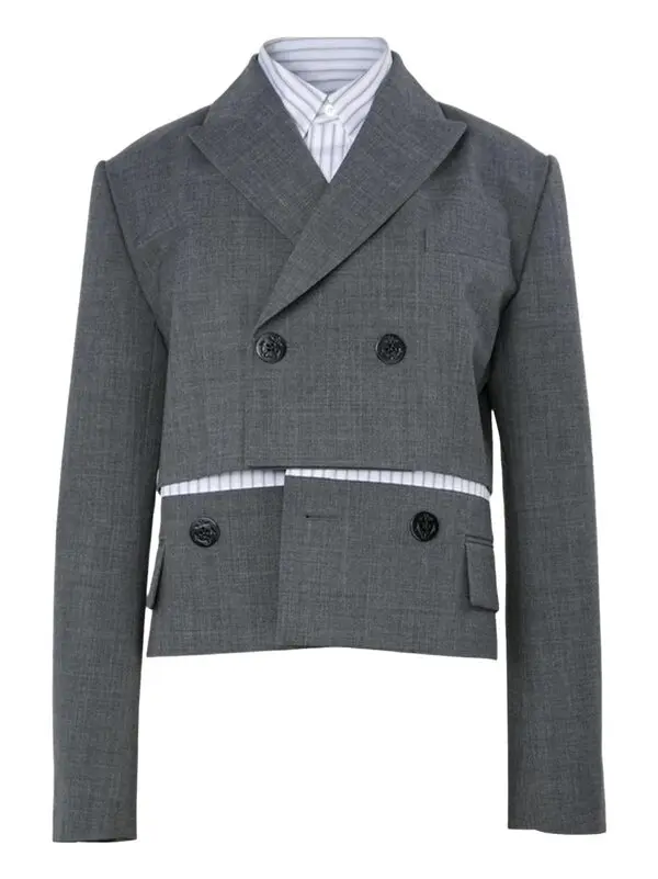 Sacai Double-breasted Layered Jacket - Grey