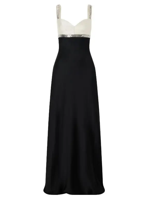 Jenny Packham Sequin-embellished Satin Gown - Black