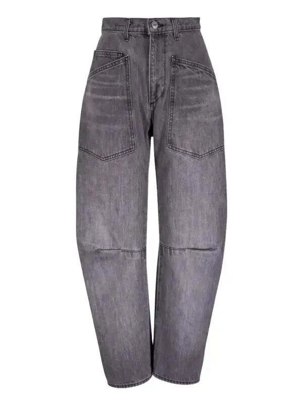 NILI LOTAN Faded Patch-pocket Jeans - Grey