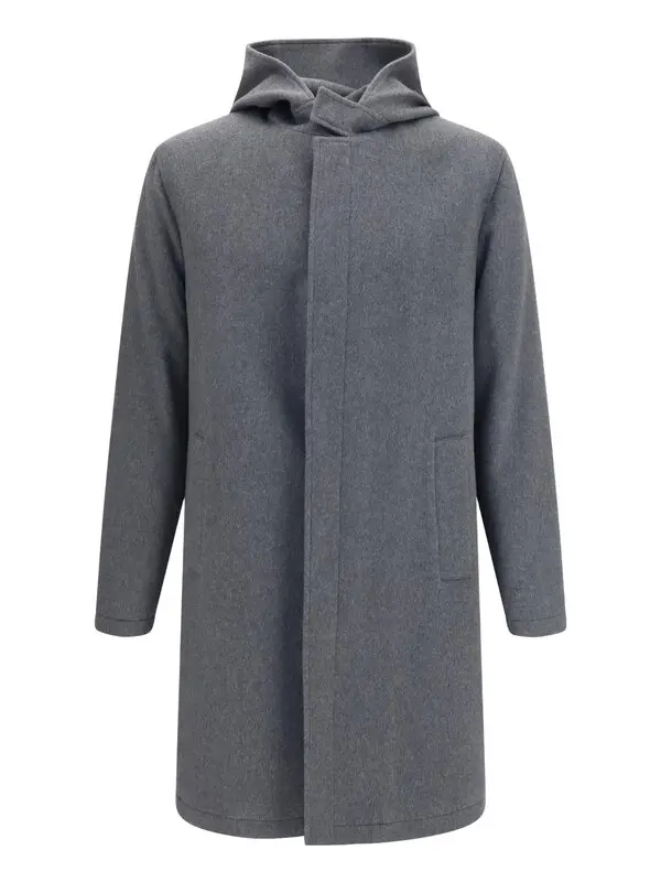 LARDINI Hooded Single-breasted Coat - Grey