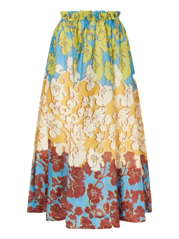 ALEMAIS Floral Midi Skirt - No