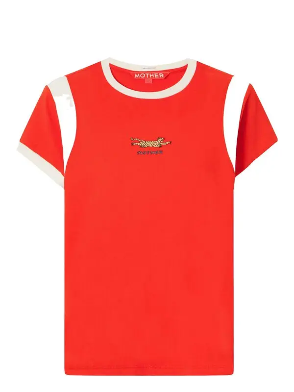 MOTHER Embroidered Cotton-jersey T-shirt - Red