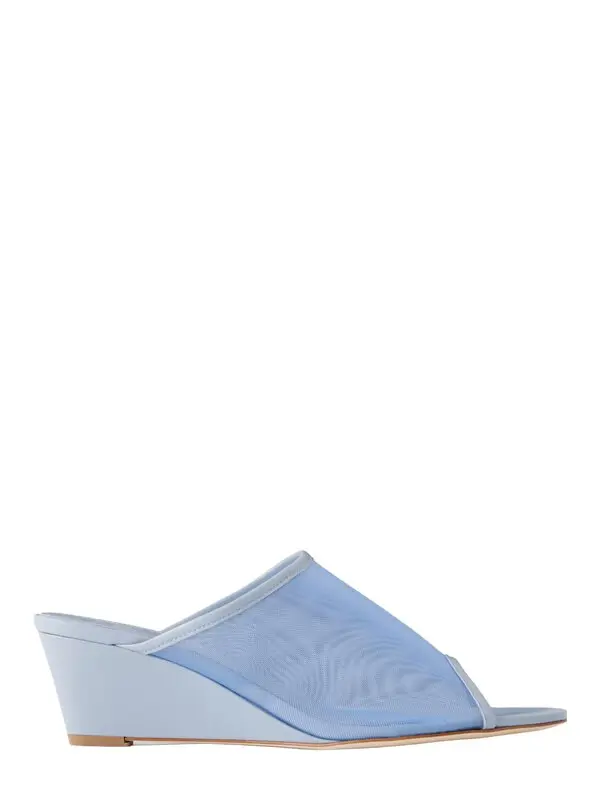 AeydĒ Suzanne Leather-trimmed Mesh Sandals - Blue