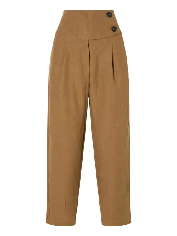 Le Kasha High-waist Linen Trousers - Brown