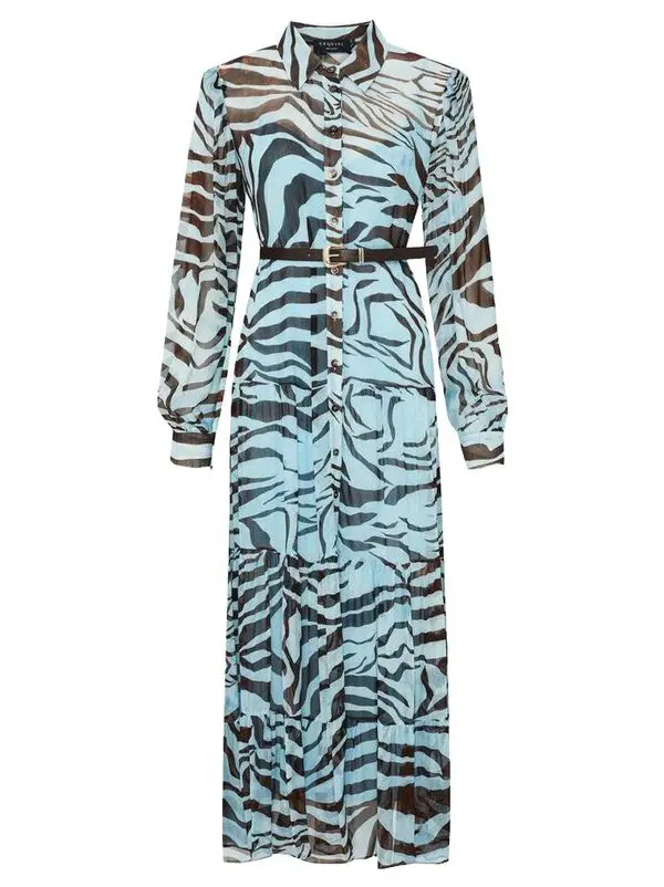 EXQUISE Zebra Print Maxi Dress - Blue
