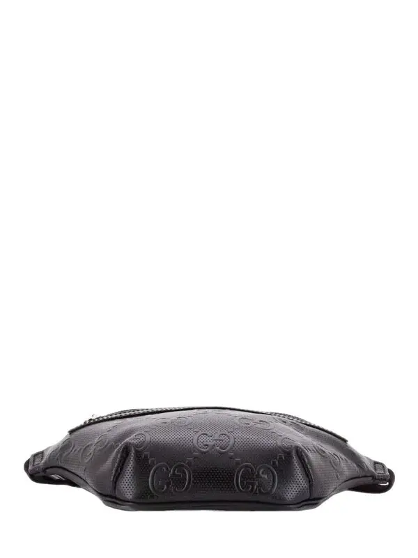 Gucci Gg Embossed Perforated Leather Small Belt Bag - Black