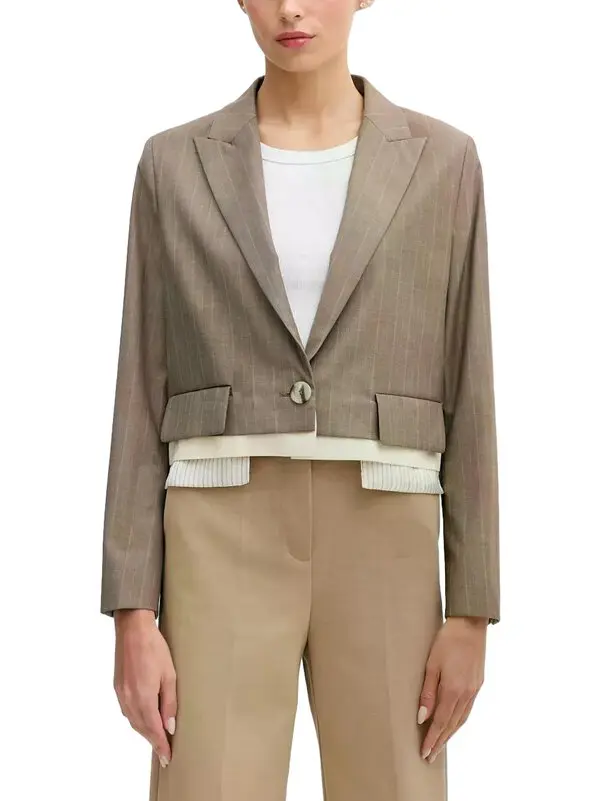 Sisley Pinstripe Pattern Cropped Blazer - Brown