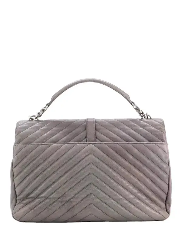 Saint Laurent Classic Monogram College Bag Matelasse Chevron Leather Medium Crossbody Bag - Grey