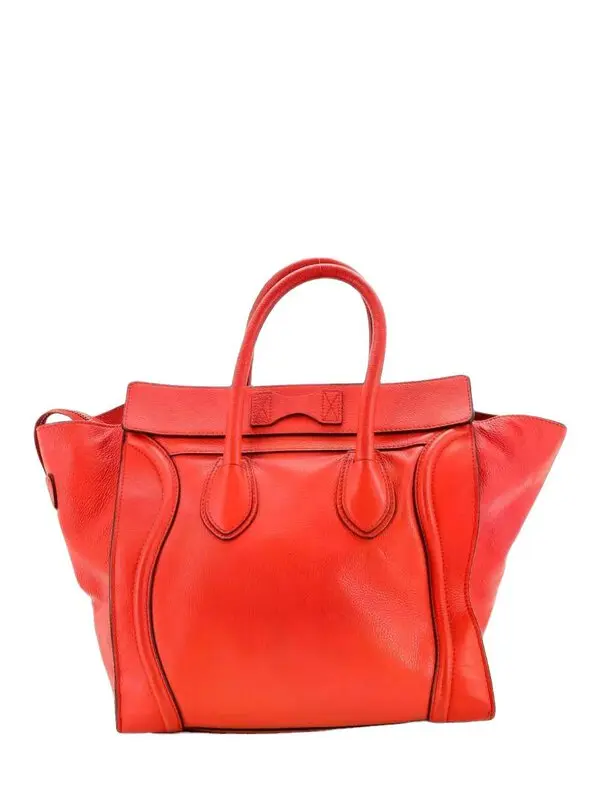 Celine Luggage Grainy Leather Mini Tote Bag - Red