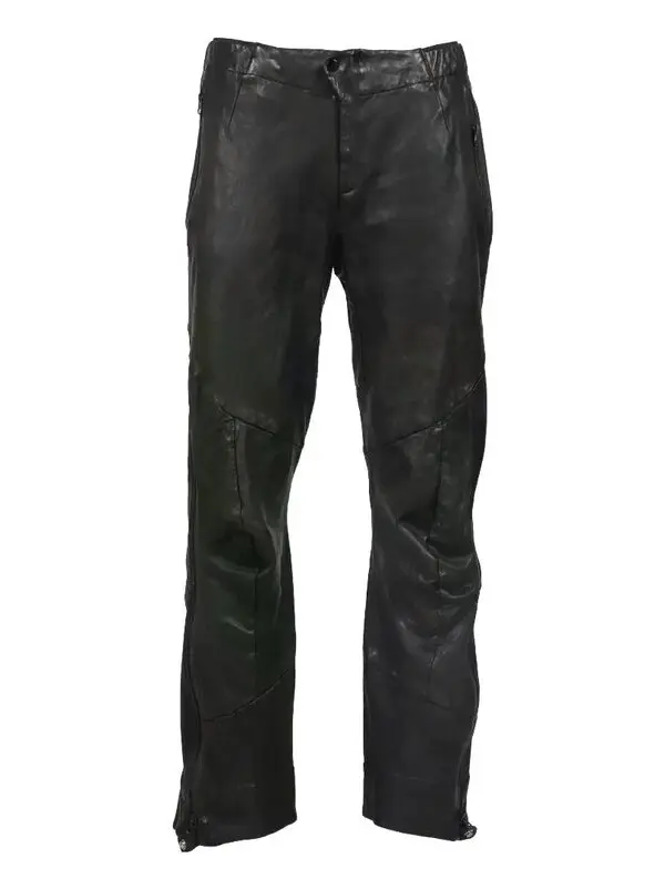 NO BISHOP NO KING Arc Leather Trousers - Black