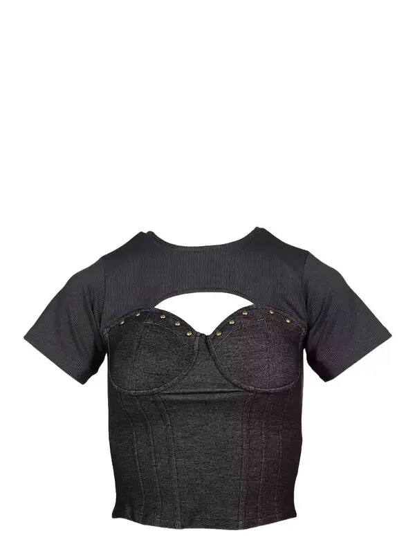 VIVAMUS Studded Panelled T-shirt - Grey