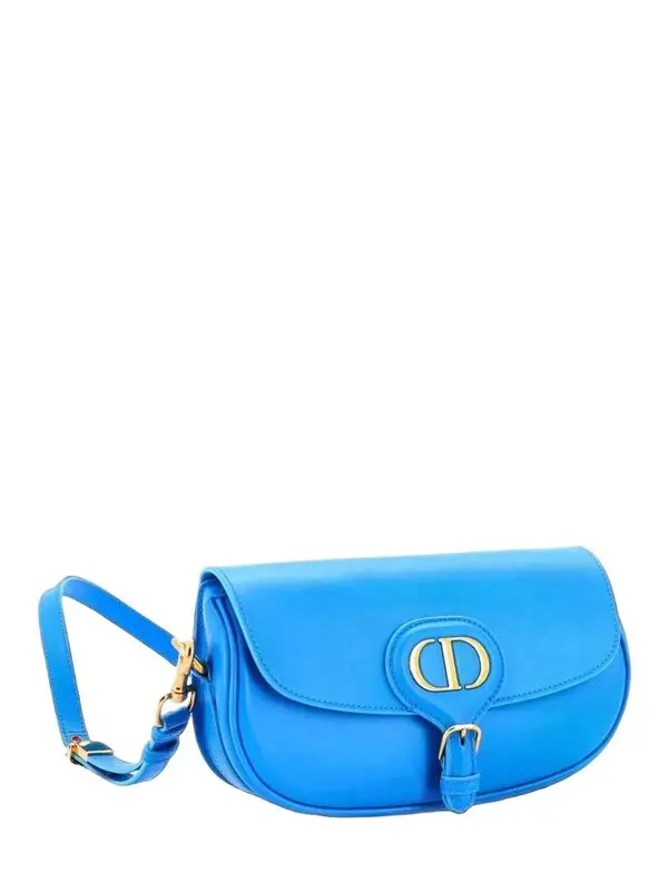 Dior Bobby Flap Bag Leather East West Crossbody Bag - Blue