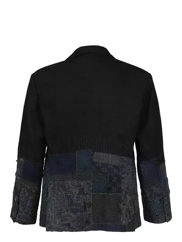 DEAR BORO Double-breasted Patchwork Blazer - Black