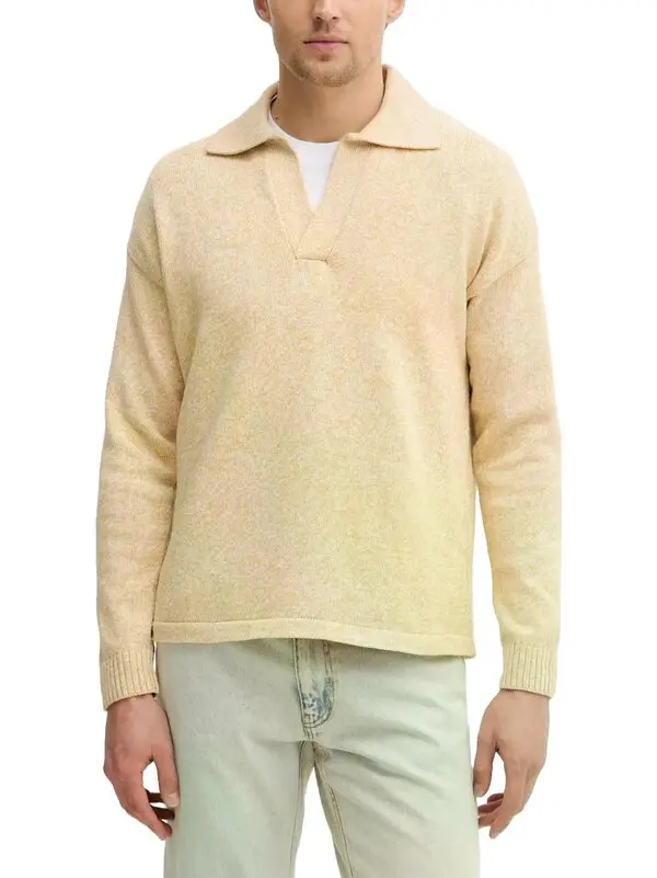 Sisley Marl-effect Polo-collar Sweater - Yellow