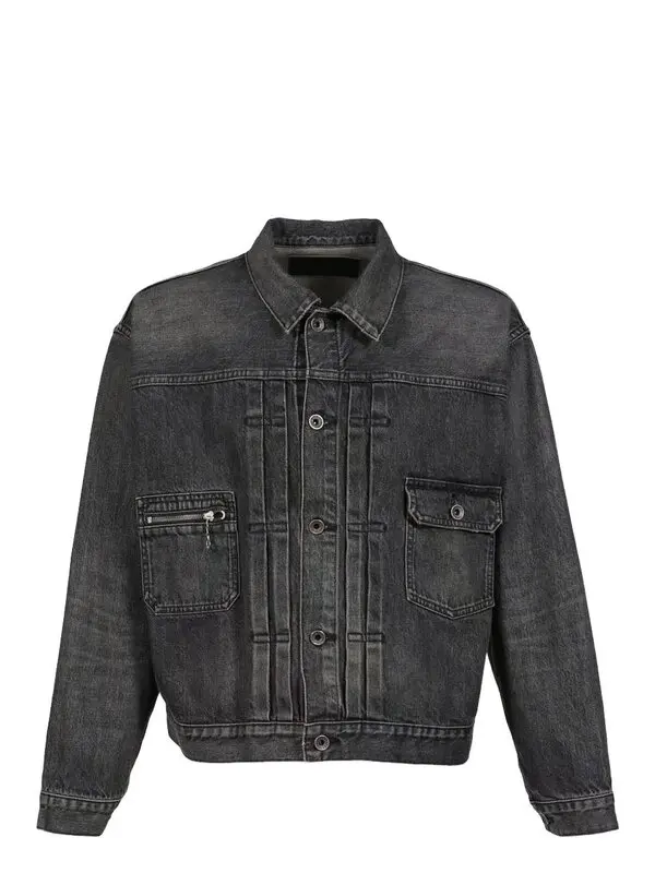 DAIRIKU Faded Box-silhouette Denim Jacket - Black
